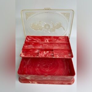 Vintage | Storage & Organization | Cat Kitten Sewing Jewelry Box Red ...